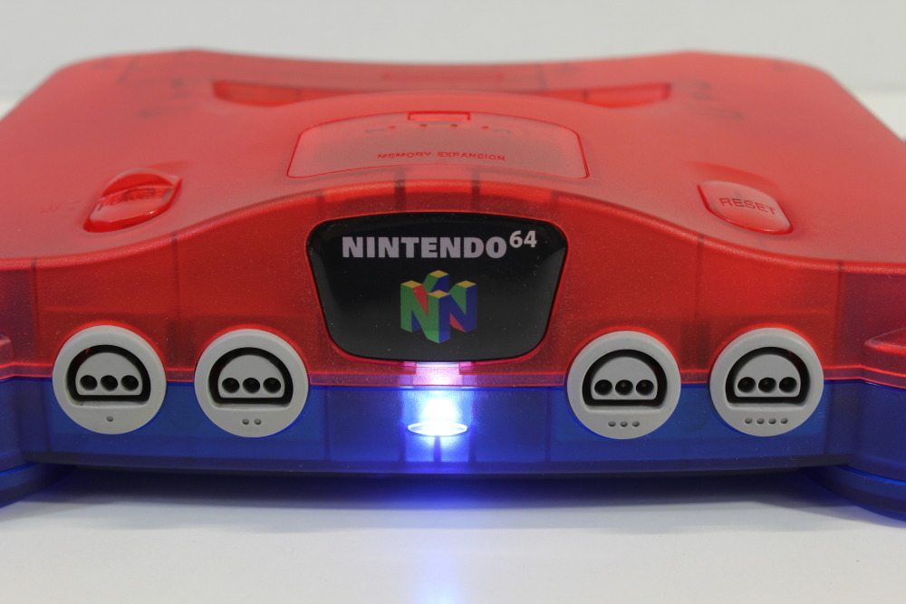 Nintendo 64 Clear Red x Blue Console Mario Tennis Controller AC AV ...